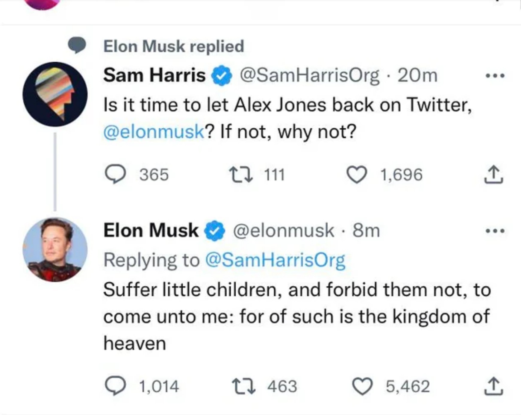 Yesterday Elon was asked about letting Alex Jones back on Twitter ...